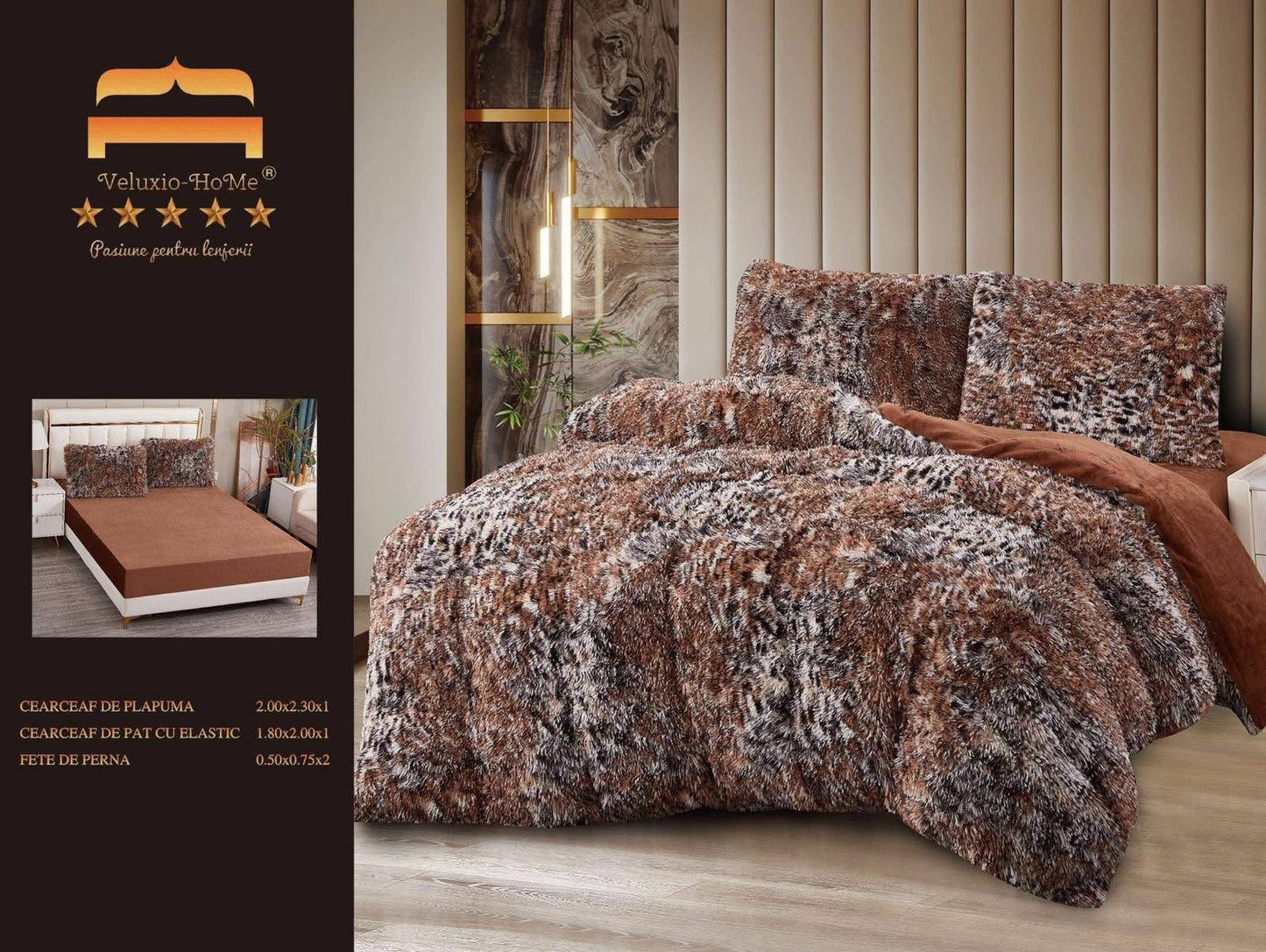 Lenjerie Cocolino Fluffy Pufoasa, cu Elastic, 4 Piese, Animal Print-M1 ...